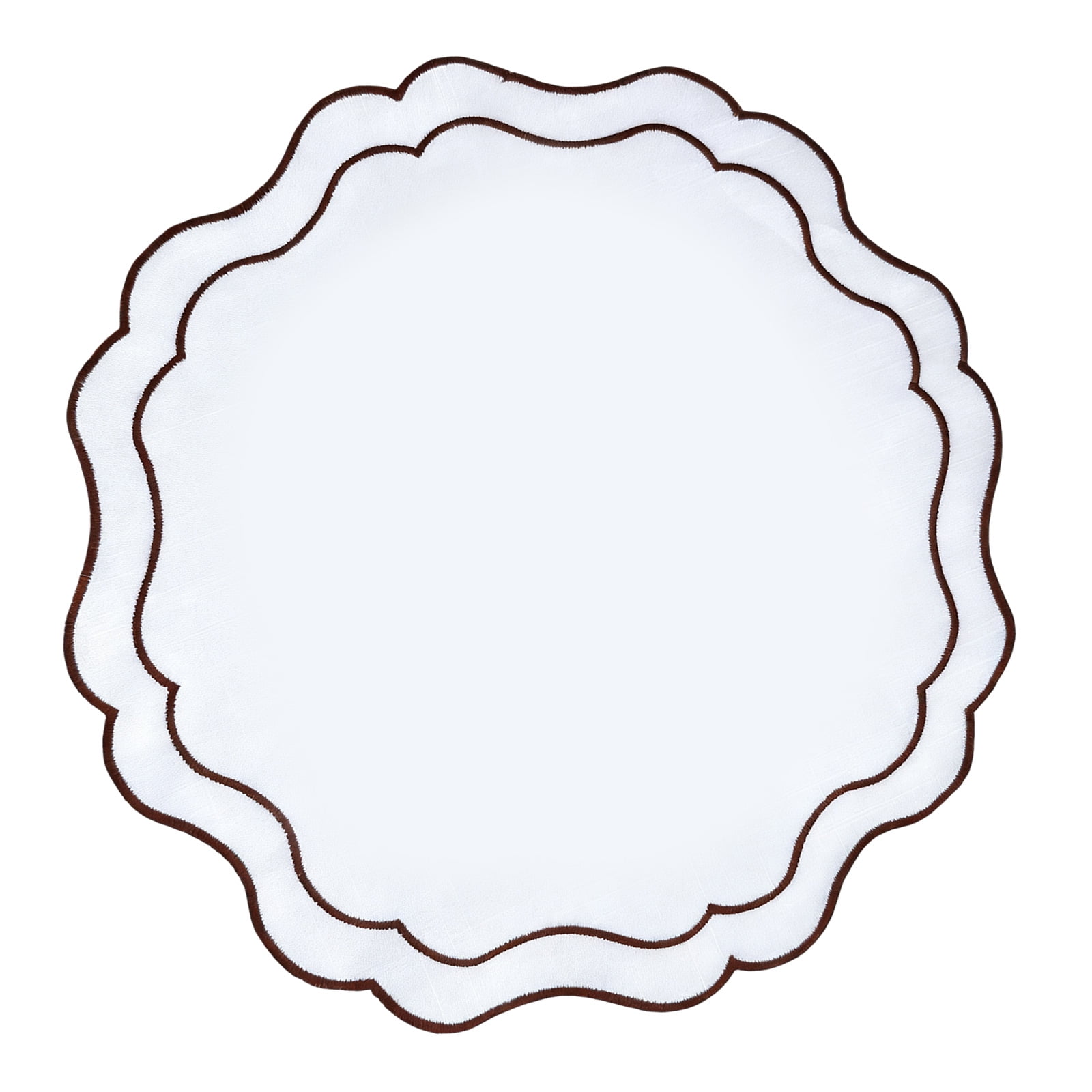 Double Layered Scalloped Edges Table Mat Washable Round Placemat Flower ...