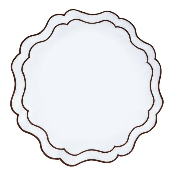 Double Layered Scalloped Edges Table Mat Washable Round Placemat Flower ...
