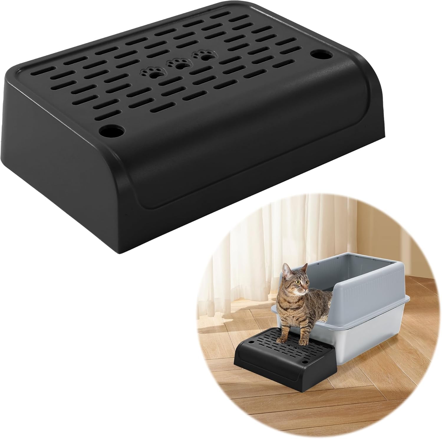 Double Layered Self-Cleaning Cat Box Ramp with Filter Function - Litter ...