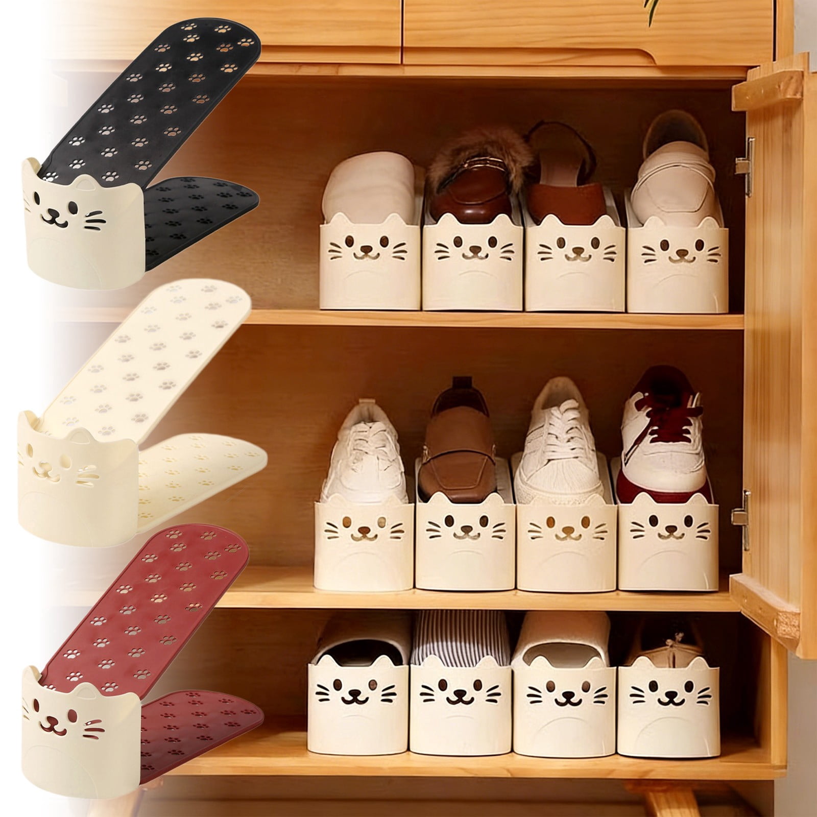 Double Layered Shoe Cabinet, Adjustable Storage Rack, Thick Plastic ...