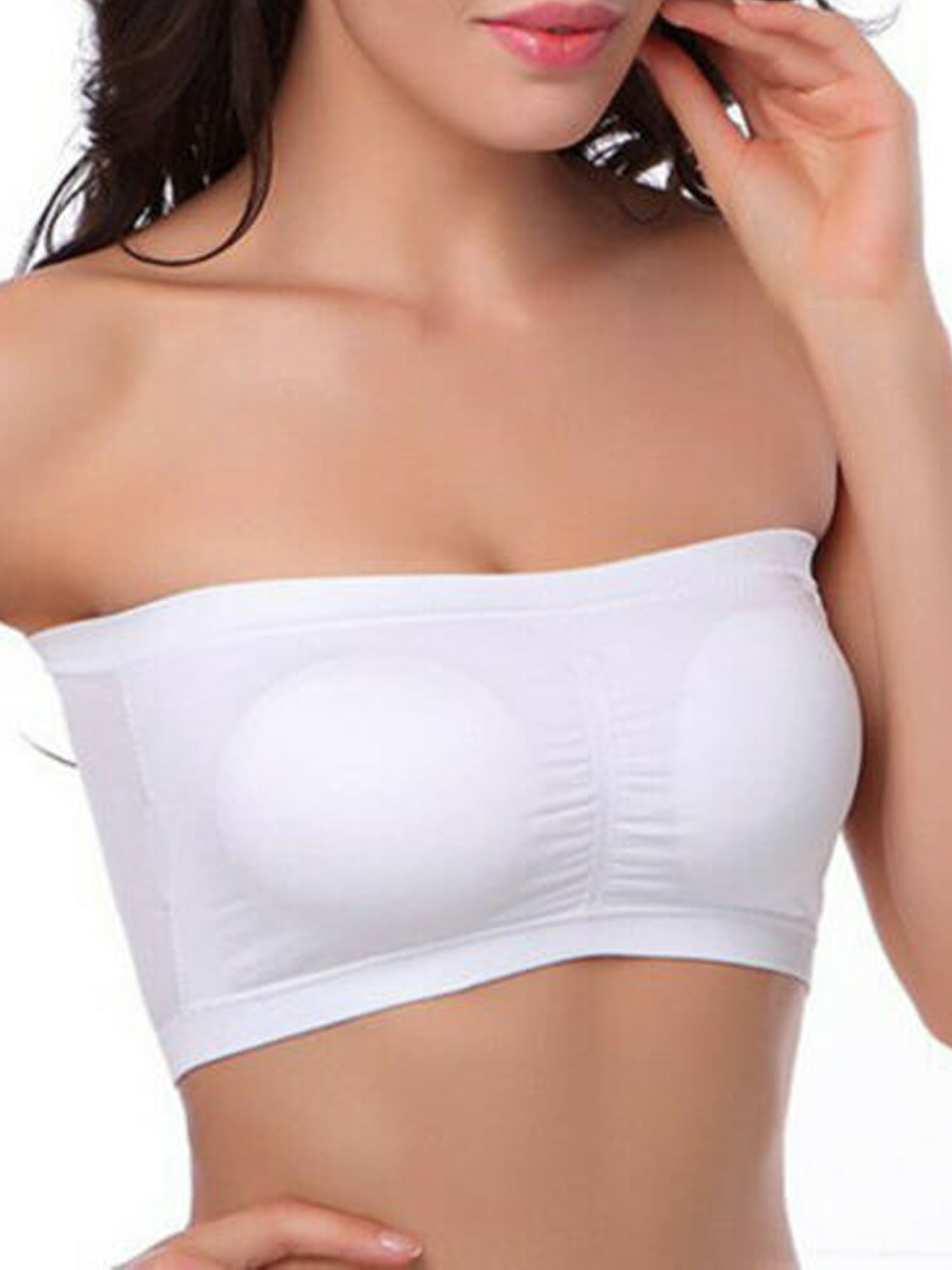 Double Layers Plus Size Strapless Bra Bandeau Tube Removable Padded Top