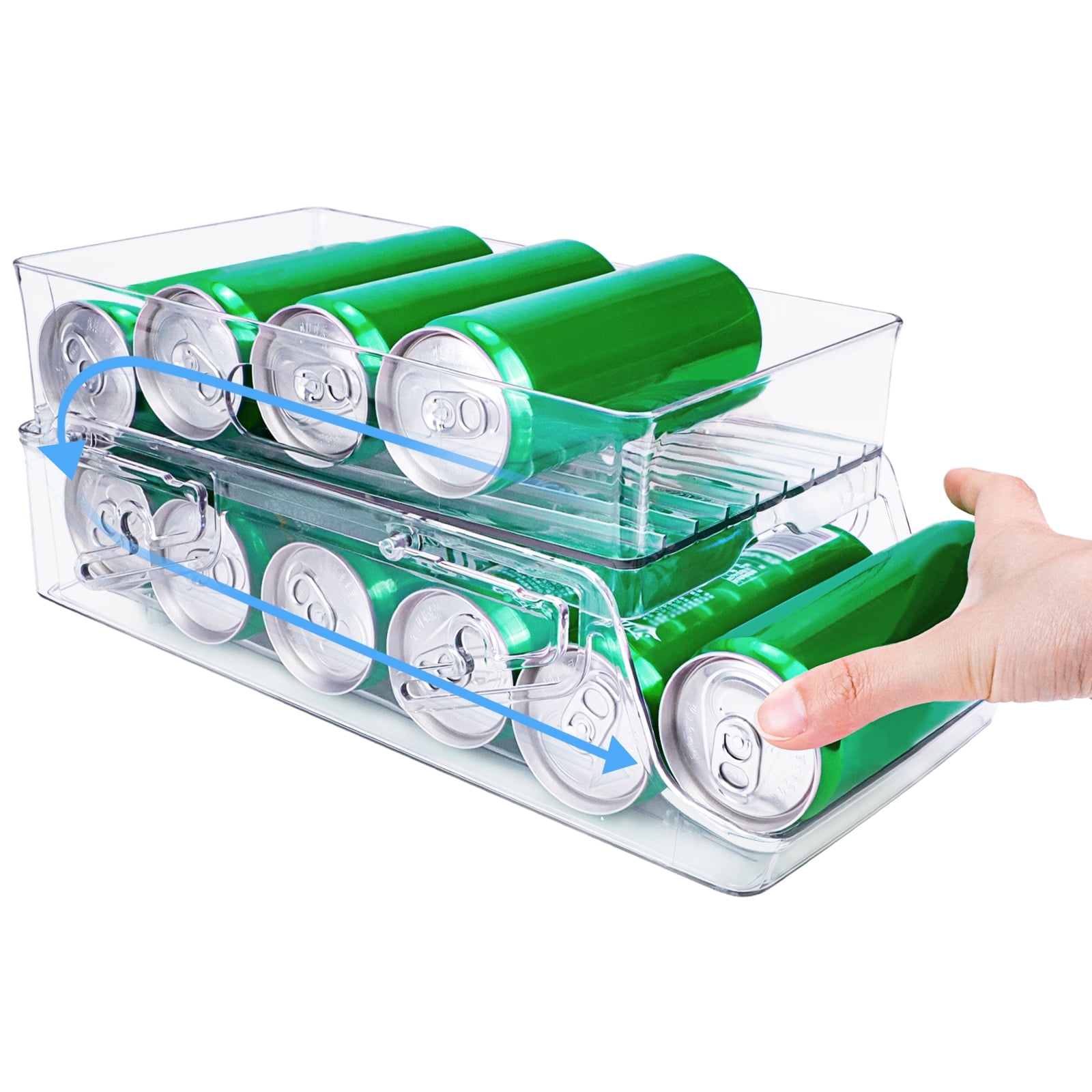 RETON Refrigerator Can Dispenser Soda Holder, Stackable Organizer, Foldable Plastic, Holds 10 ...