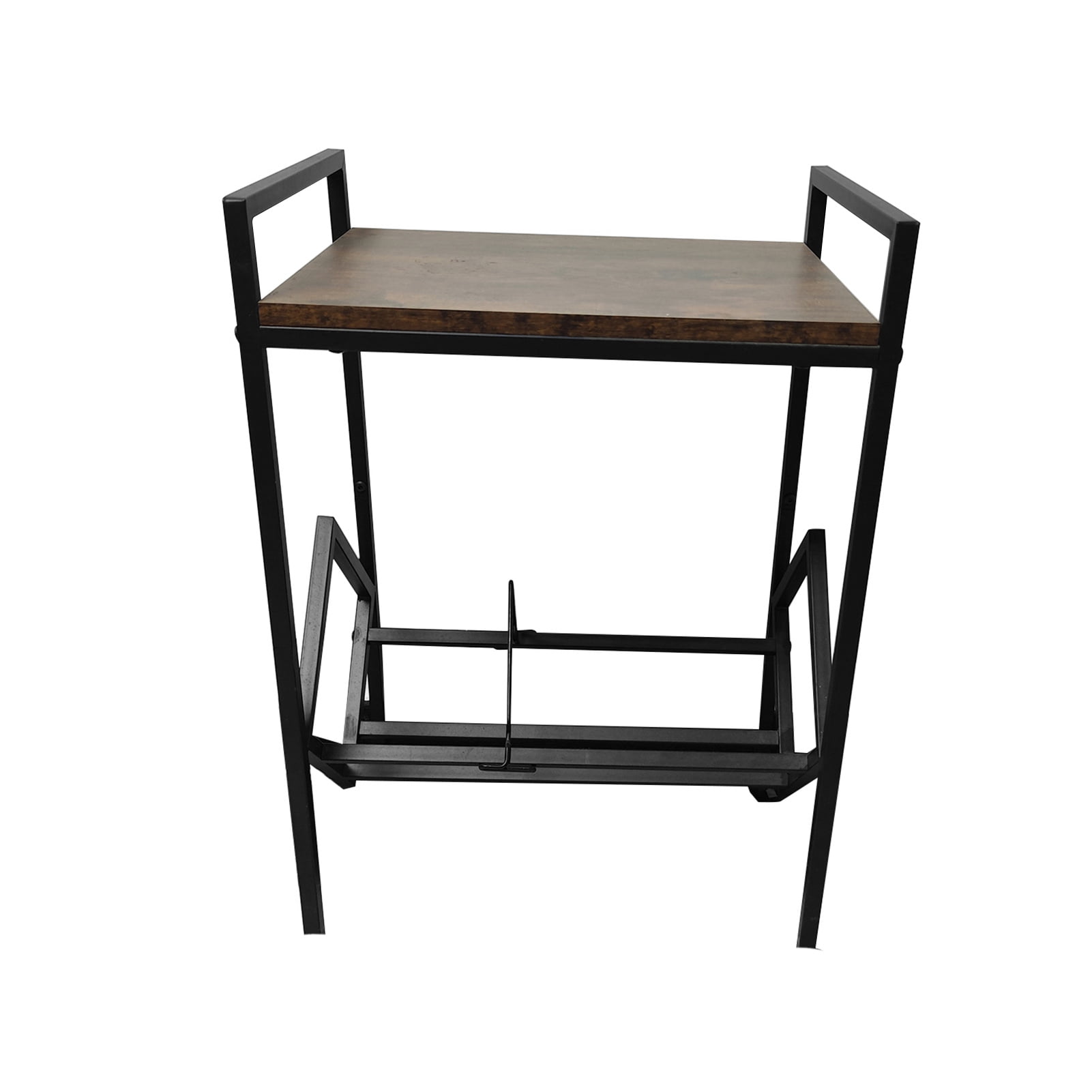 Double Layers Vinyl Record Rack Wood Grain Heavy Duty Metal Leg Living ...