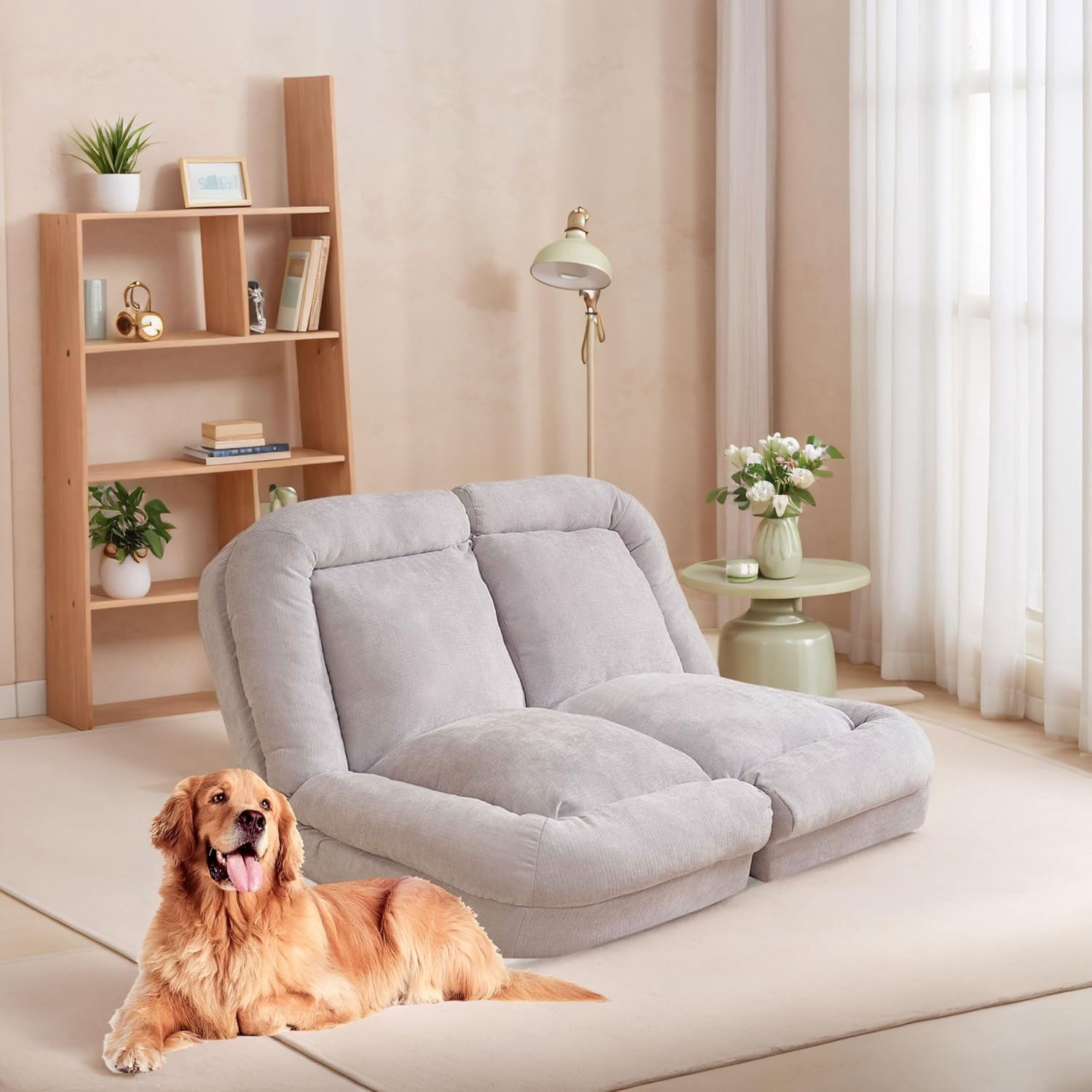 Double Lazy Sofa, Bean Bag Bed, Floor Couch for Adult, Floor Chair with ...