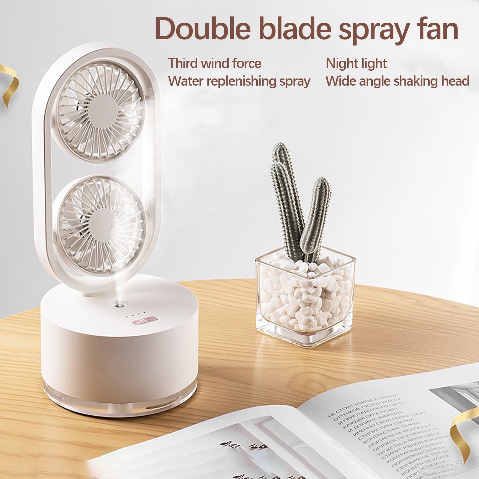 Double Leaf Spray Water Refrigeration Humidification Fan INS Desktop ...