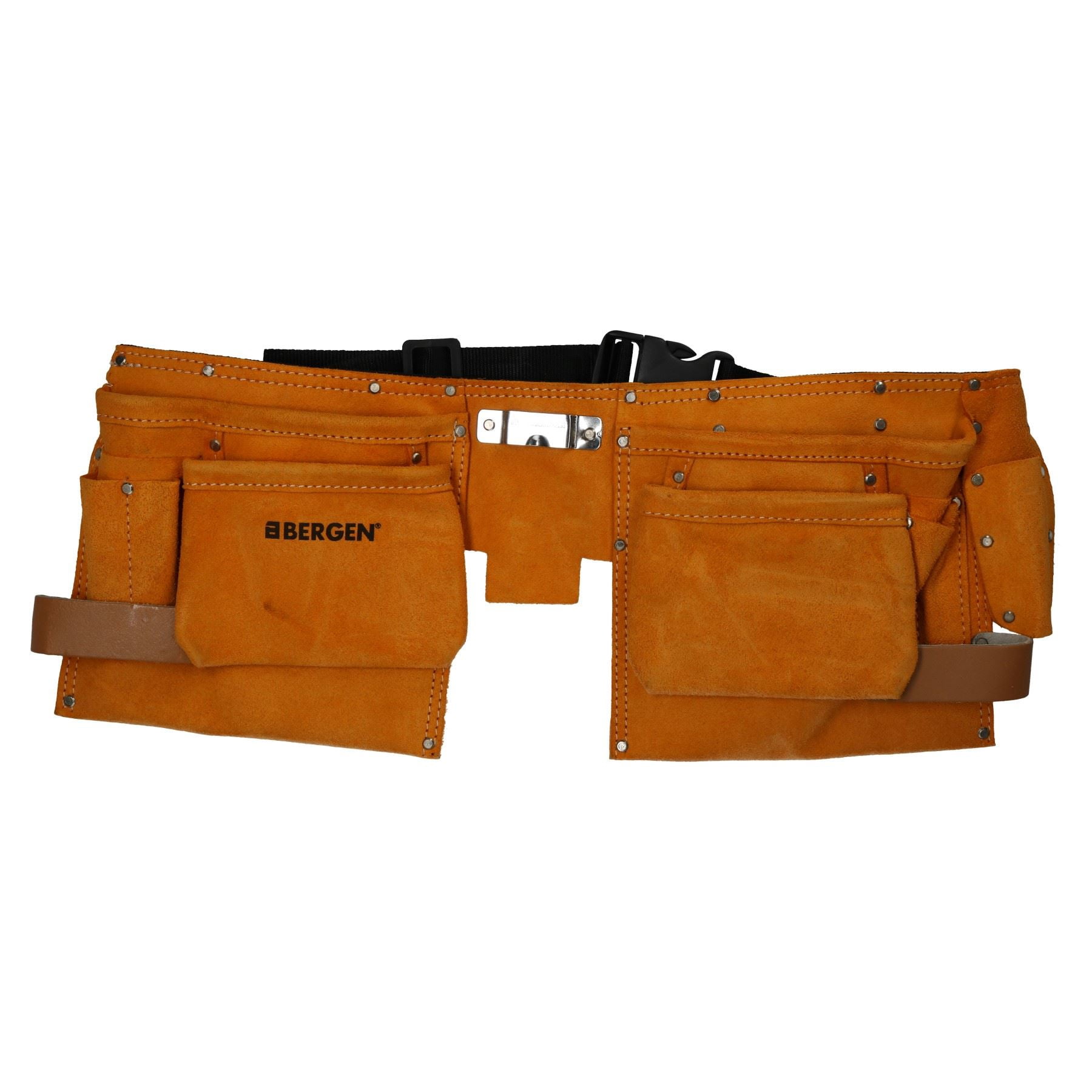 Double Leather Tool Pouch 11 Pocket Split Suede Leather Handyman Belt ...