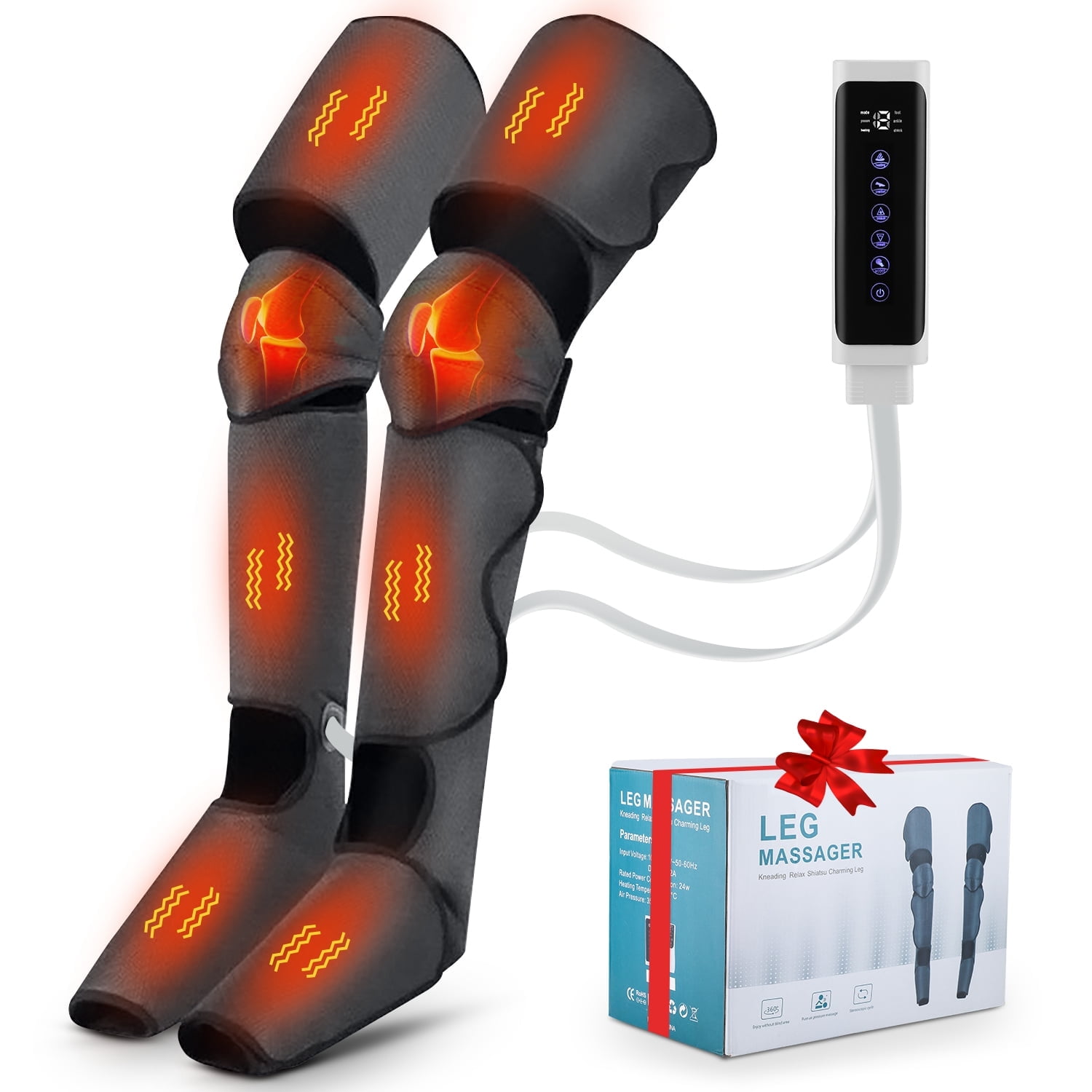 Double Leg Massager with Air Compression & Heat for Foot Calf Thigh ...
