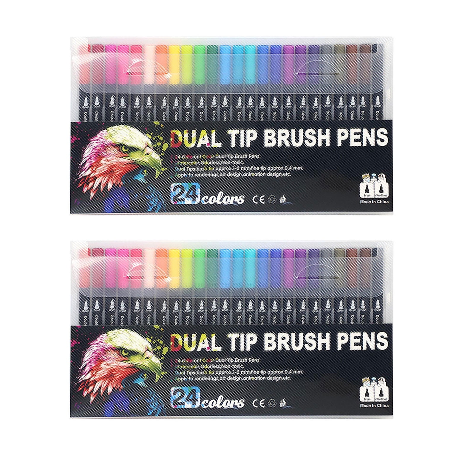 Double Line Art Markers Set 2 Pack - Dual Tip Metallic Drawing Pens ...