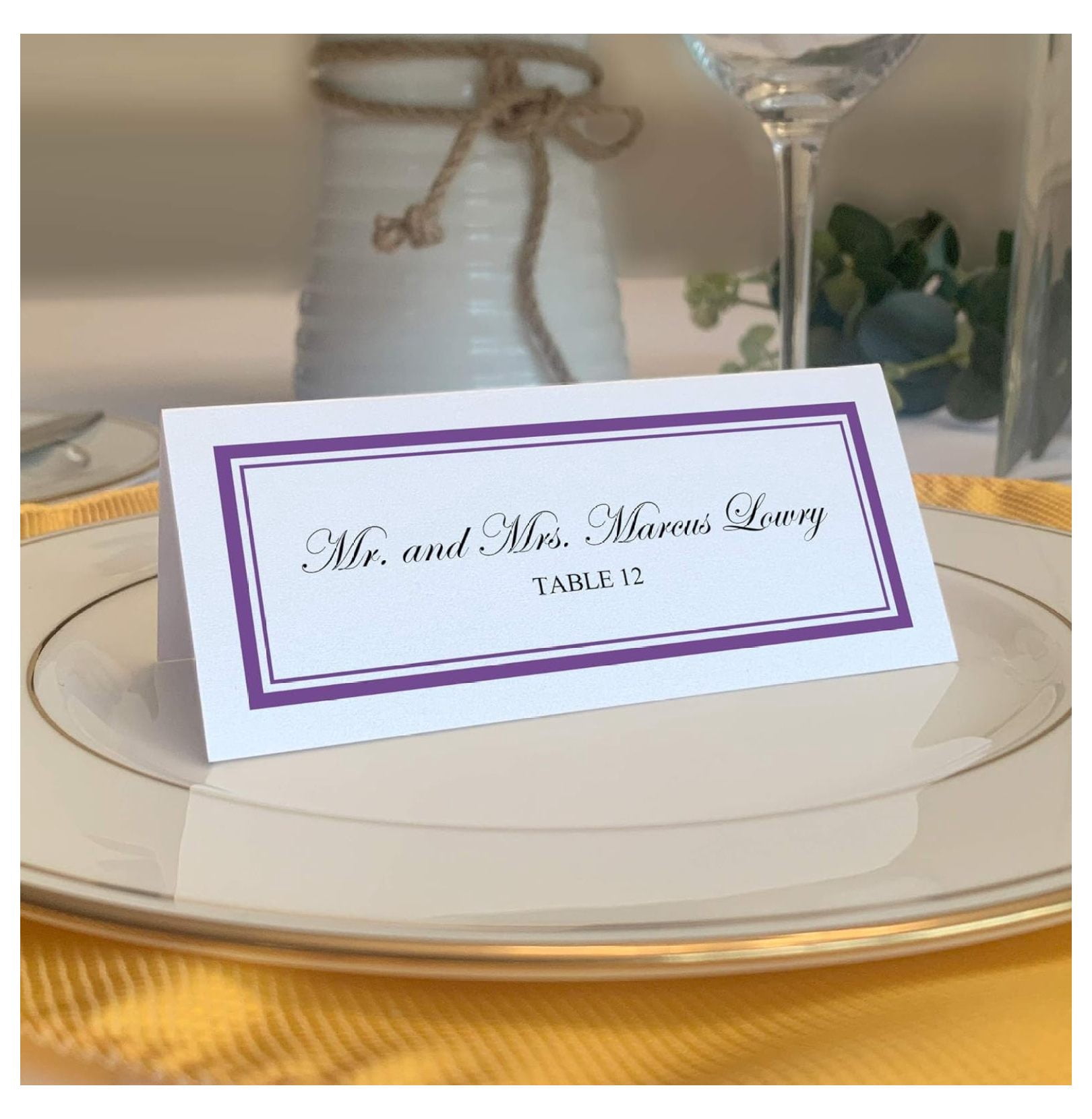 Double Line Border Place Cards, Purple (Choose Color), Set of 150, Pre ...