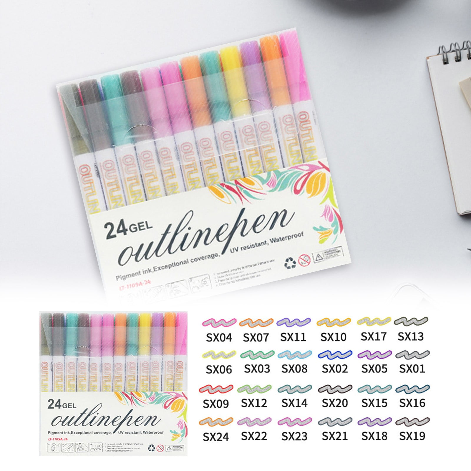 Double Line Outline Markers 8/12/24/36/48 Colors Squiggles Outline ...