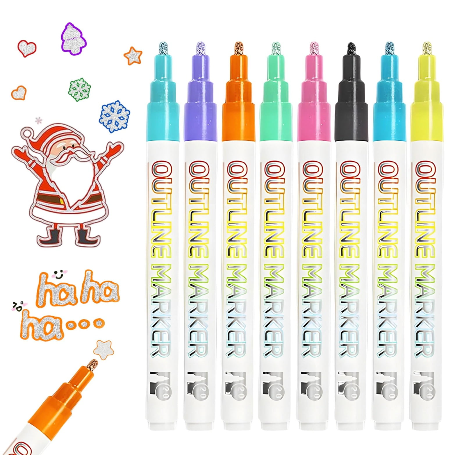 Double Line Outline Markers 8 Colors Super Squiggles Outline Marker Pen ...