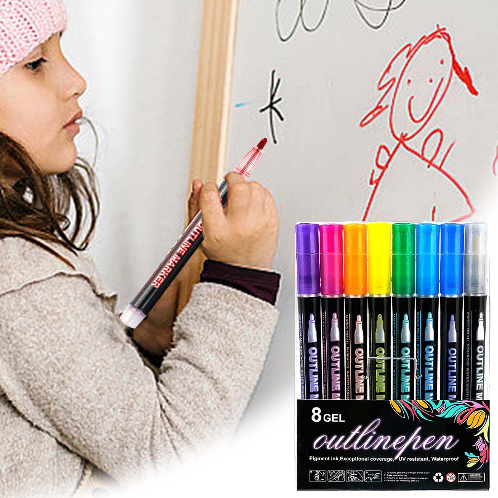 Double Line Outline Markers - Glitter Pens for Highlighting & Art ...