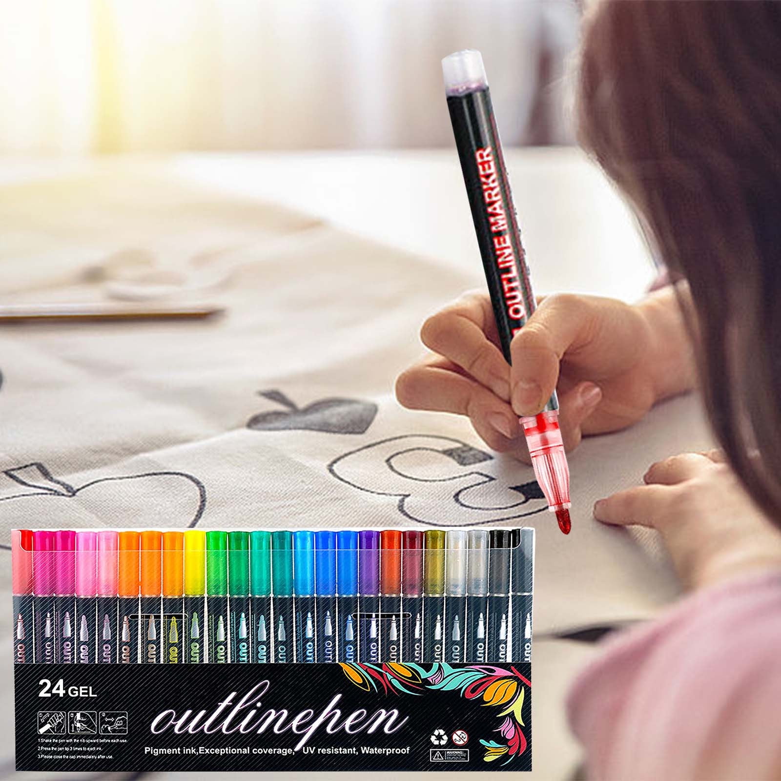 Double Line Outline Markers - Glitter Pens for Highlighting & Art ...