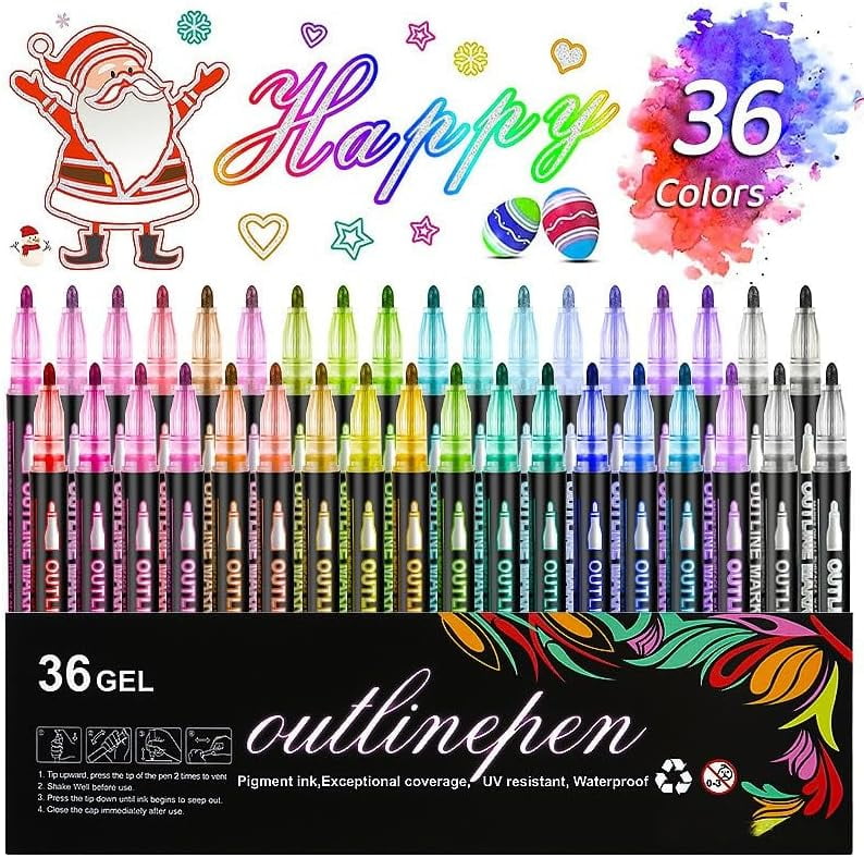 Double Line Outline Pens, Double Line Glitter Pen, Self-outline ...