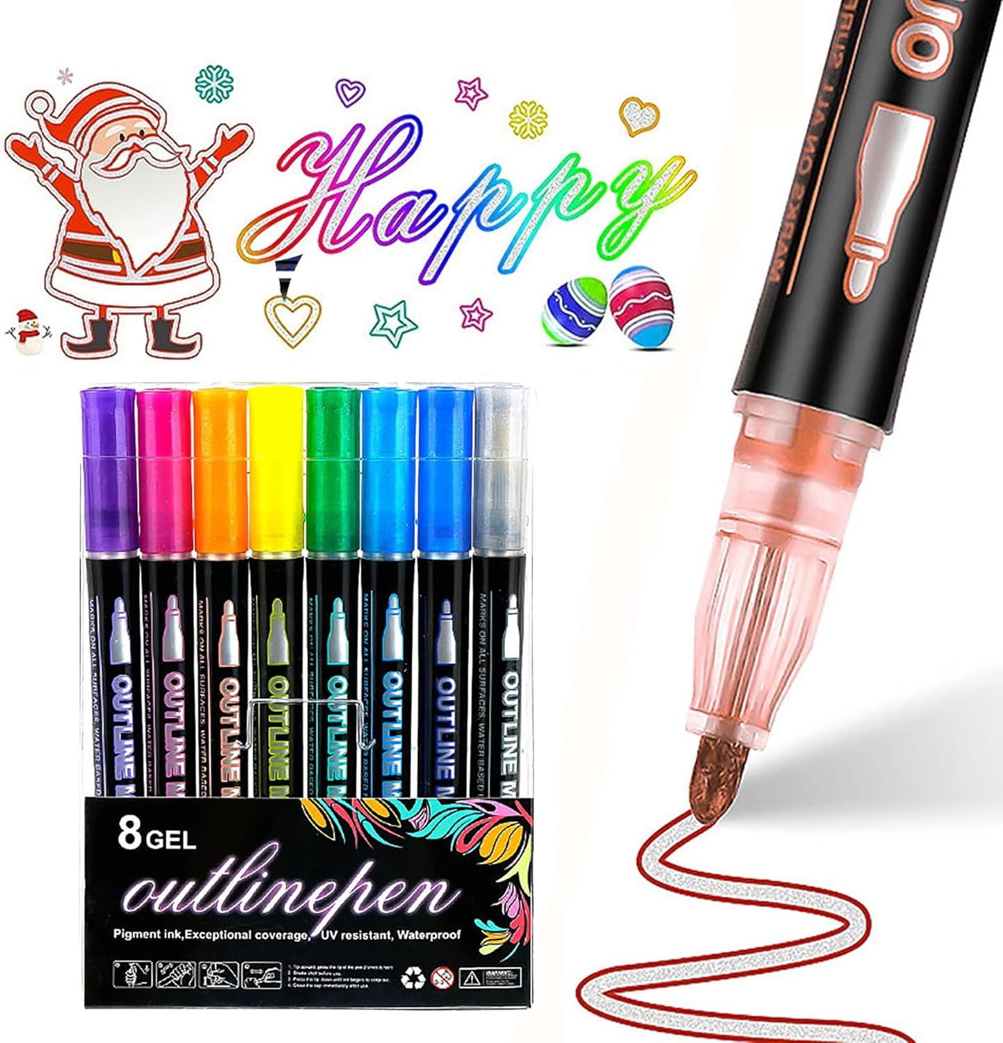 Double Line Outline Pens, Double Line Glitter Pen, Self-outline ...