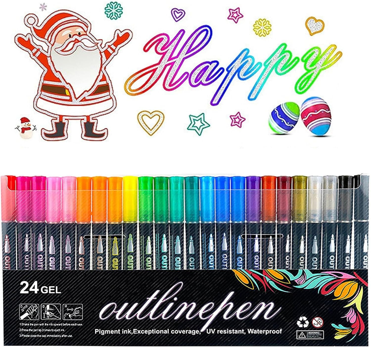 Double Line Outline Pens, Double Line Glitter Pen, Self-outline ...