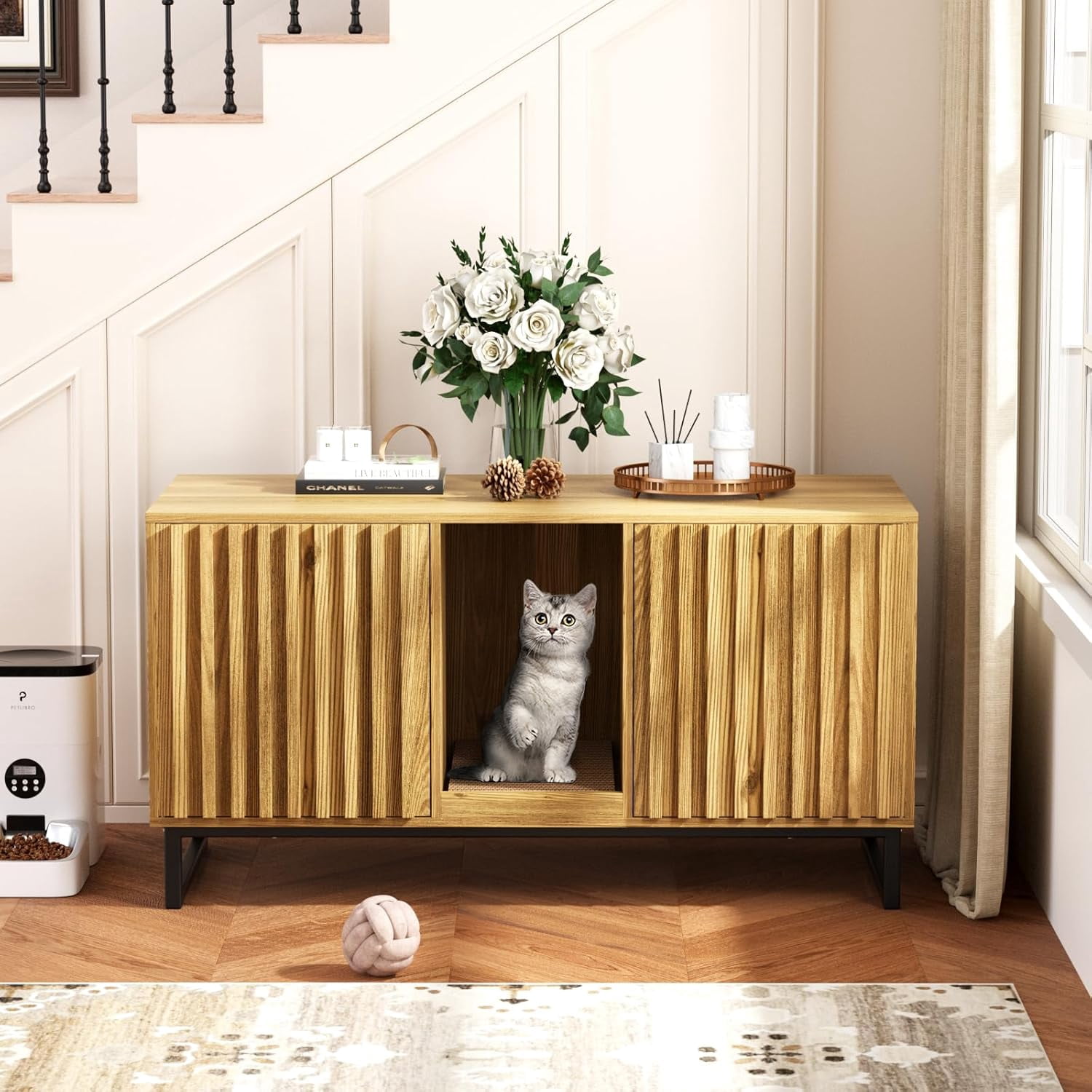 Double Litter Box Enclosure,Modern Cat Litter Box Enclosure for 2 Cats ...