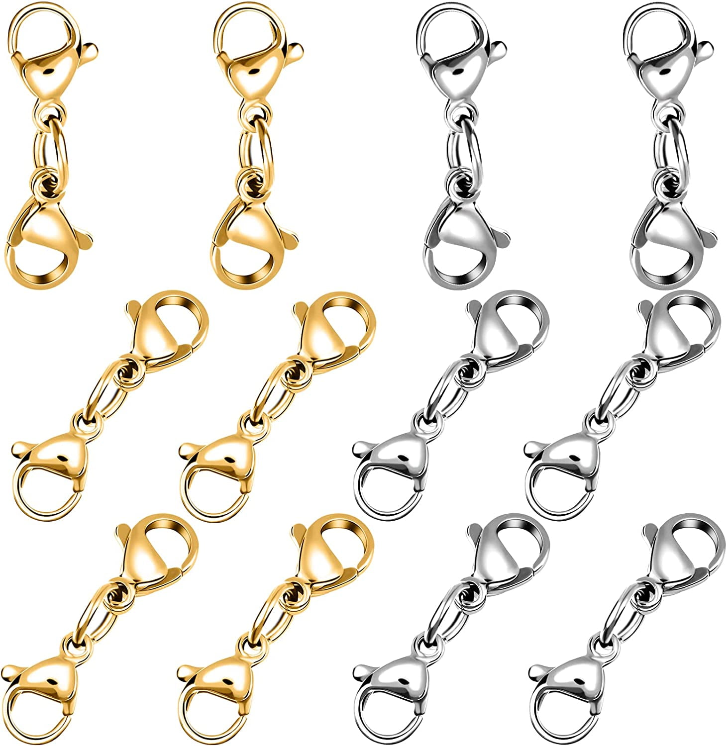Double Lobster Clasp Extender 12Pcs Double Claw Connector with Rings ...