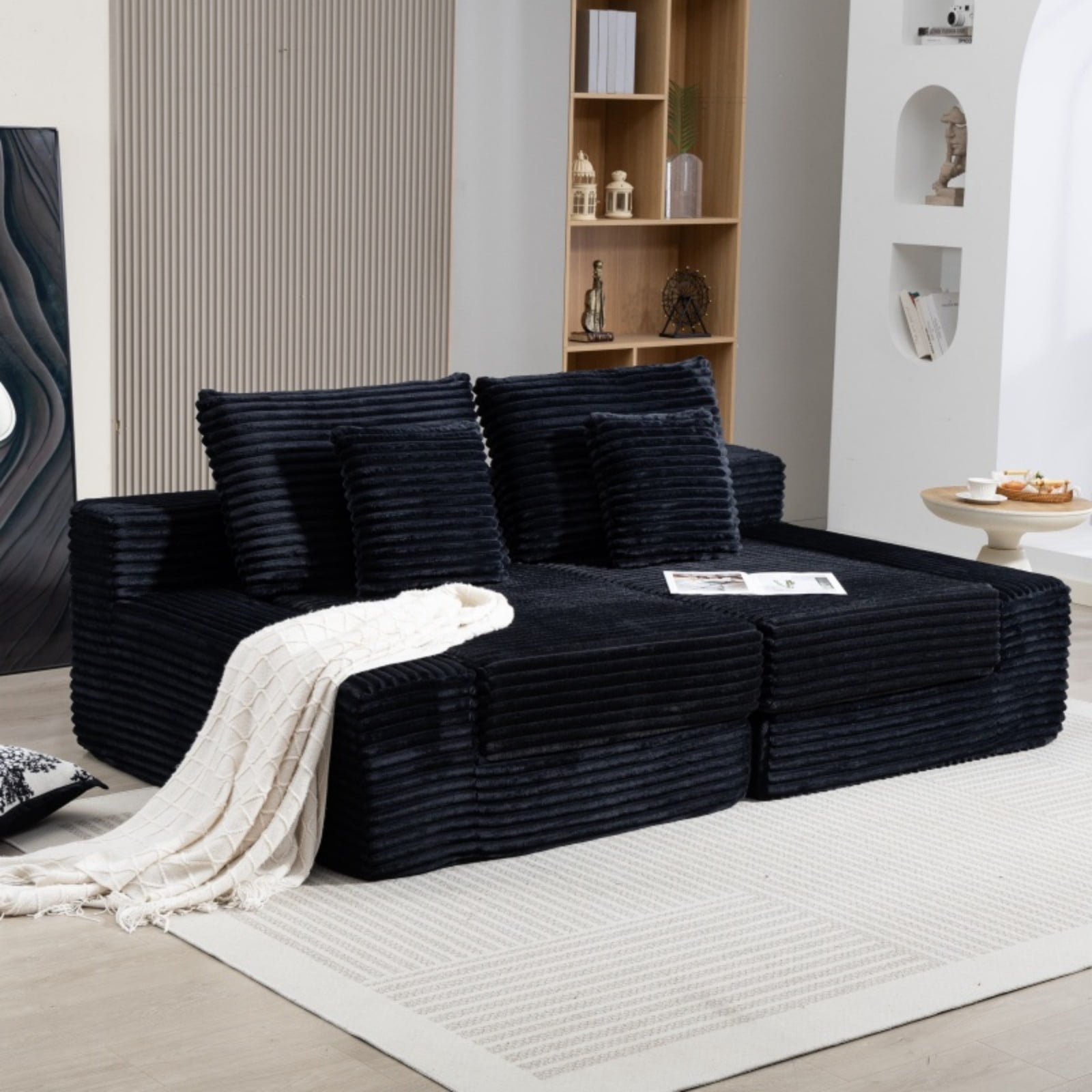 Double Lounge Chaise,Cloud Plush Sofa Bed,Upholstered Boneless Cloud ...