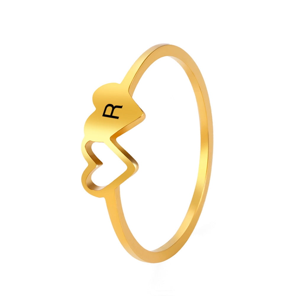 Womens Ring 18k Gold Plated Stainless Steel Non Fading Fashion Jewelry ...