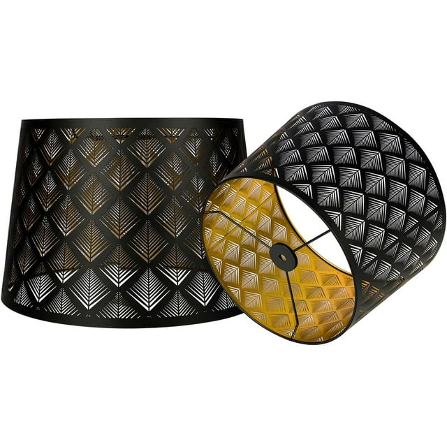 Double Medium Lamp Shades Set of 2, Drum Metal Lampshades for Table ...