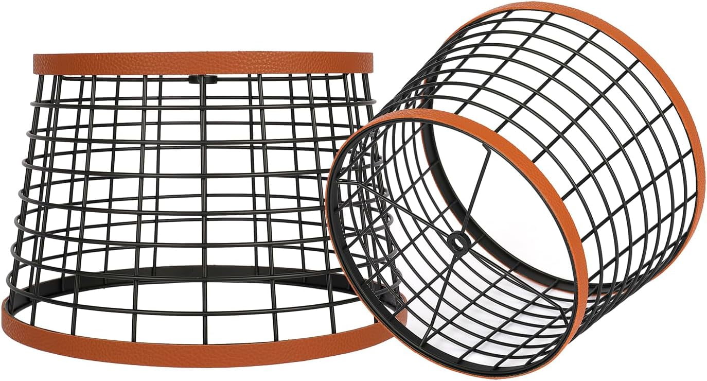 Double Medium Metal Lamp Shades Set of 2, Drum Metal Lampshades for ...