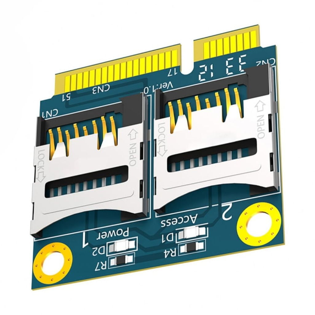 Double Memory Card To Mini PCIE Adapter Card Converter Card Reader ...