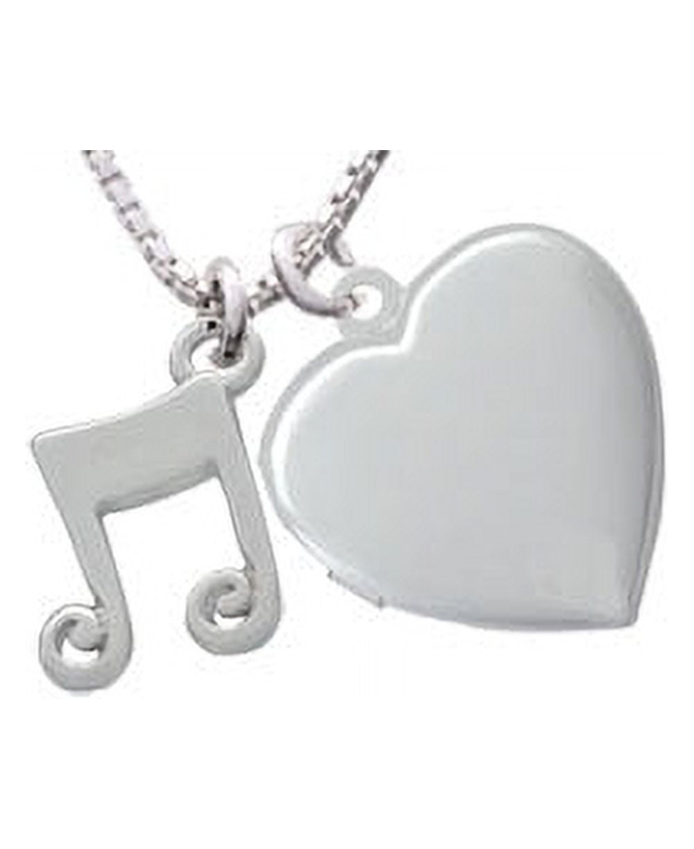 Double Music Note Heart Locket Necklace, 18"+2" - Walmart.com