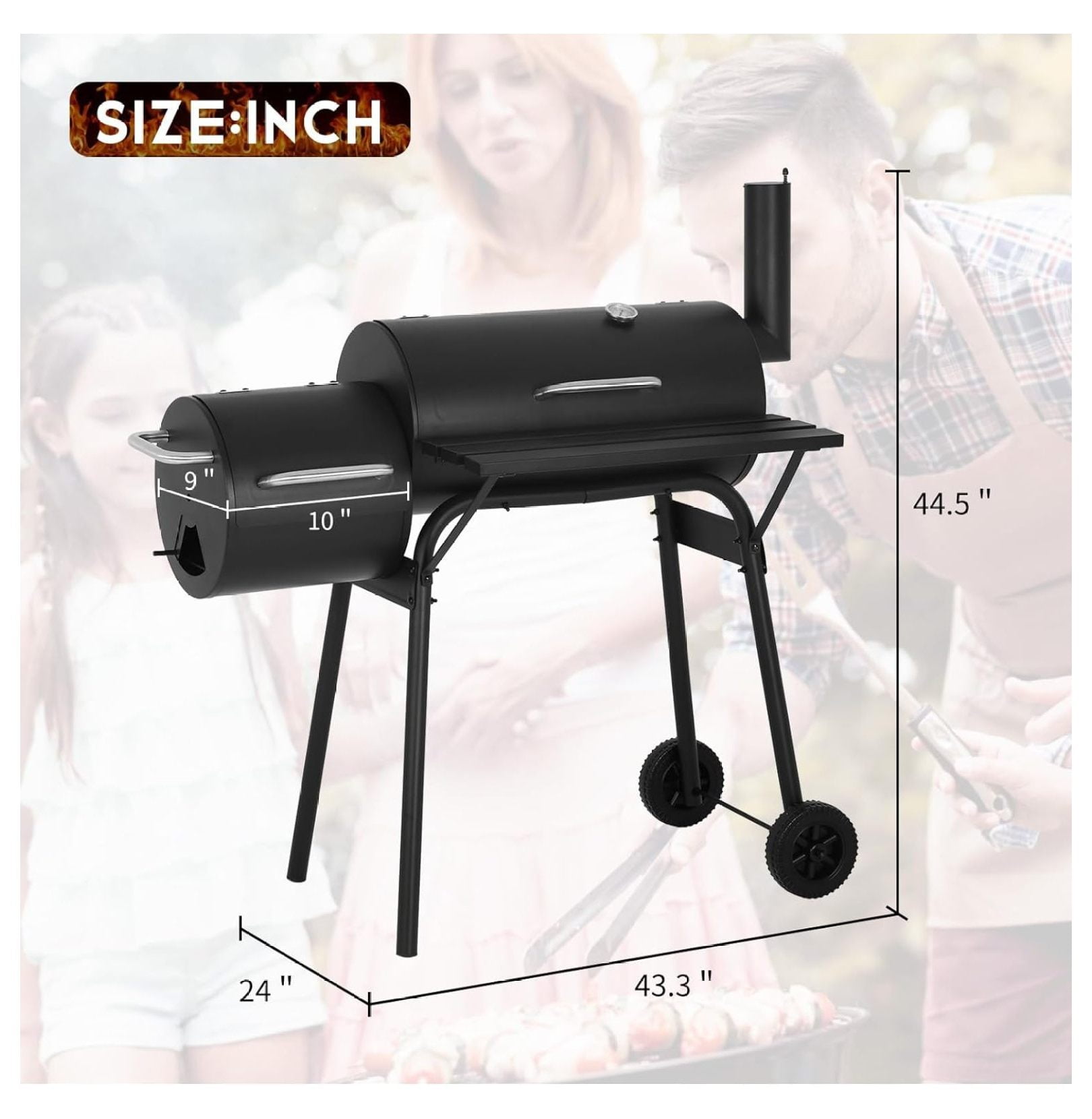 Double-Net Outdoor BBQ Grill Portable with Temperature Monitor and ...