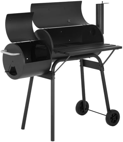 Double-Net Outdoor BBQ Grill Portable with Temperature Monitor and ...