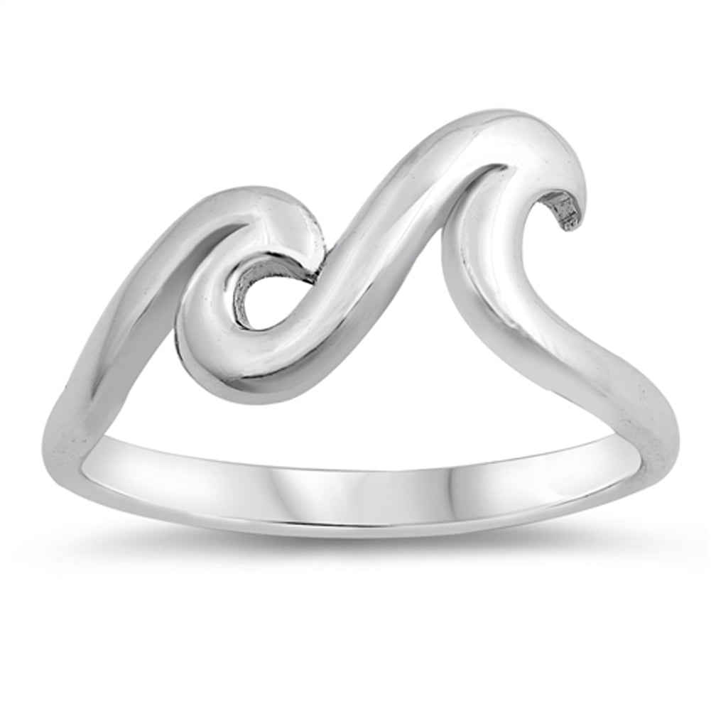 Double Ocean Wave Boho Two Surf Ring .925 Sterling Silver Band Jewelry ...