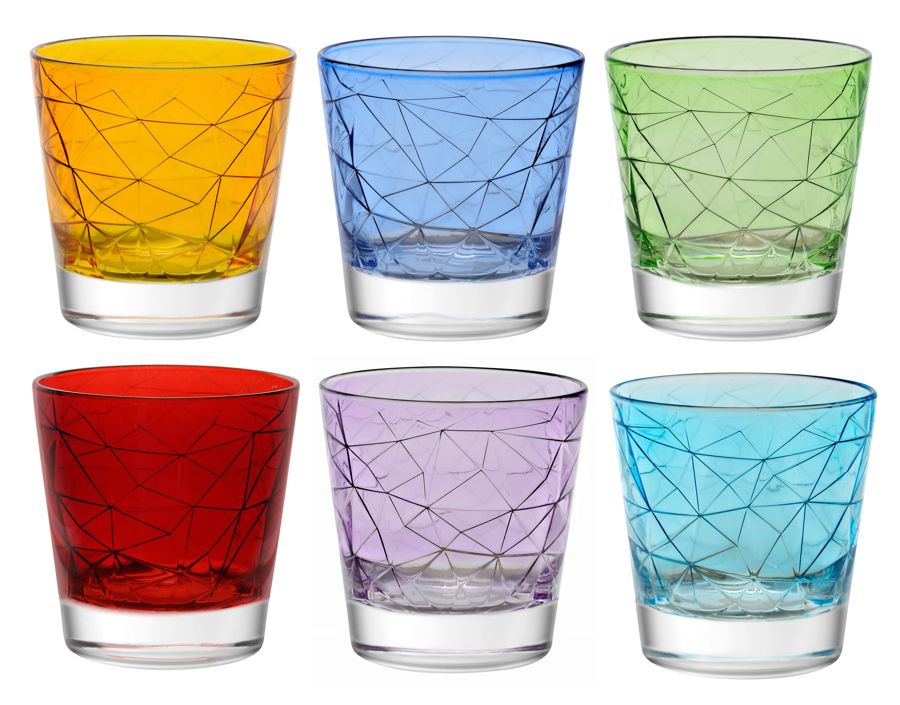 Double Old Fashioned Tumbler Glasses - Uniquely Designed - Assorted ...