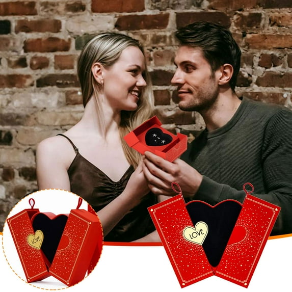 Double Open Heart Shaped Jewelry Gift Box Elegant Packaging Case For ...