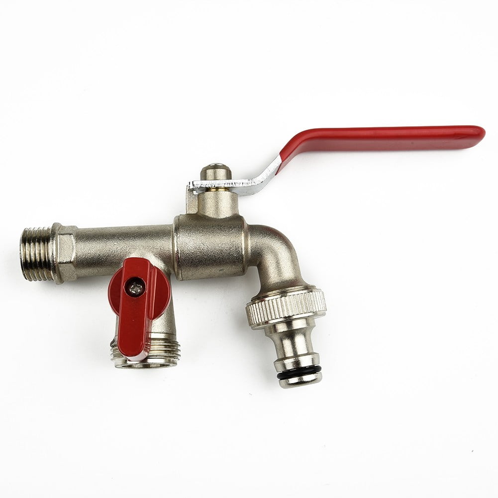 Double Outlet Garden Outdoor Tap Valve Faucet 1/2inch BSP For Hozelock ...