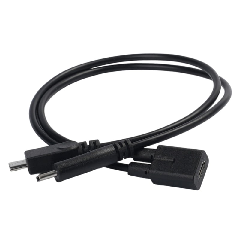 Double Output Charging Cable Tiny USB Female Input & Type C Male Plus ...