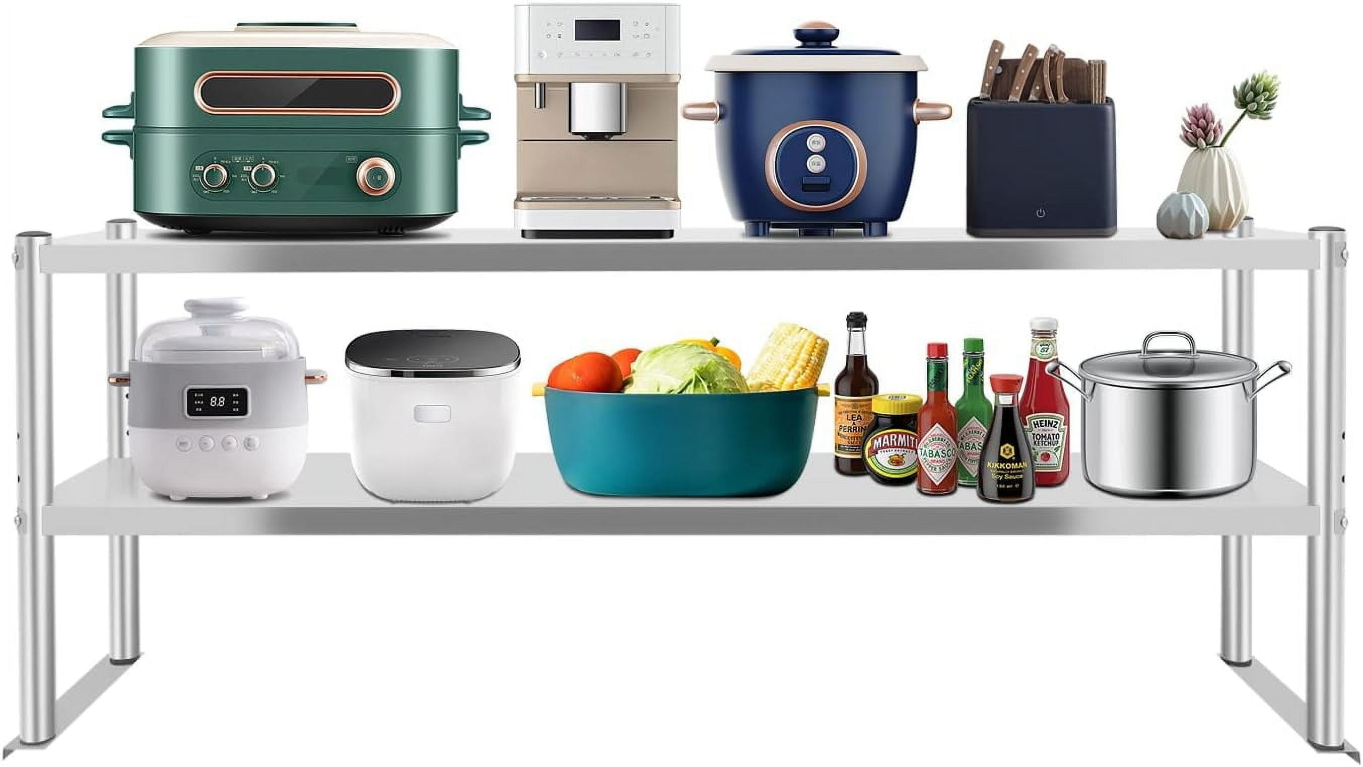 Double Overshelf, Double Tier Stainless Steel Overshelf, 12” x 60 ...