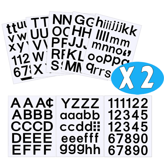 Double Pack - 16 Sheets 1-Inch Black Vinyl Letter Stickers, Self ...