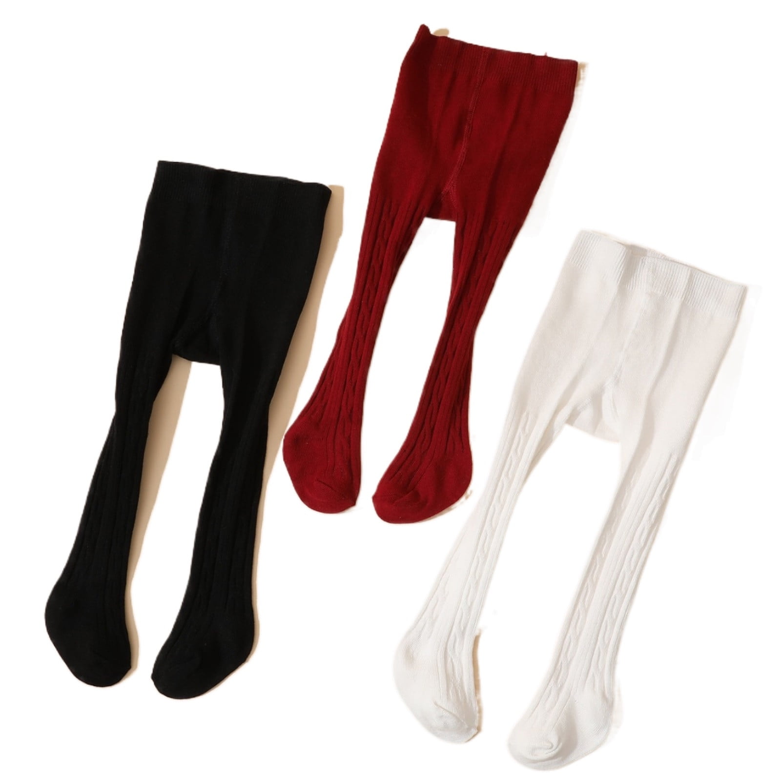 Double Pack Baby Girls Solid Color Tights With Vertical Stripes And ...