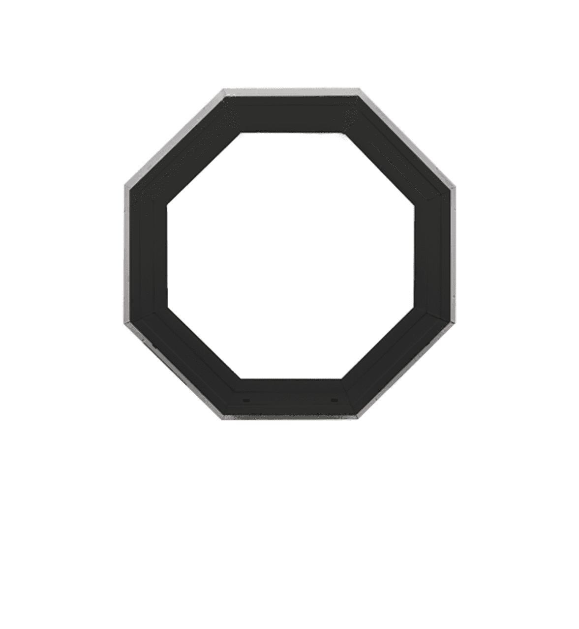 20" Double Pane Octagon Thermal Window, Black Vinyl, Low-E Glass, Argon ...