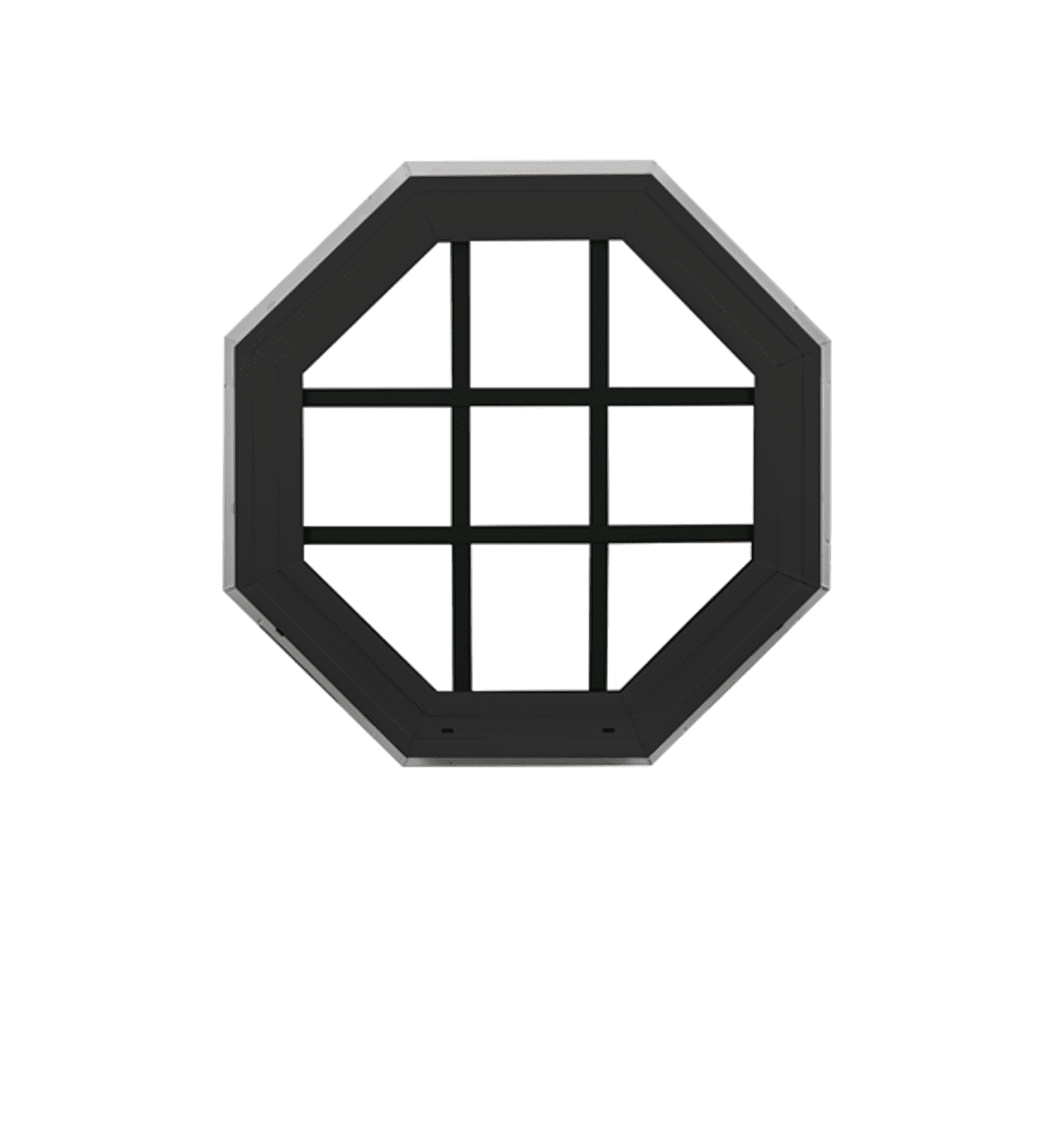 Double Pane Octagon Window with Grids 20" Black Vinyl DP50 Argon Gas ...