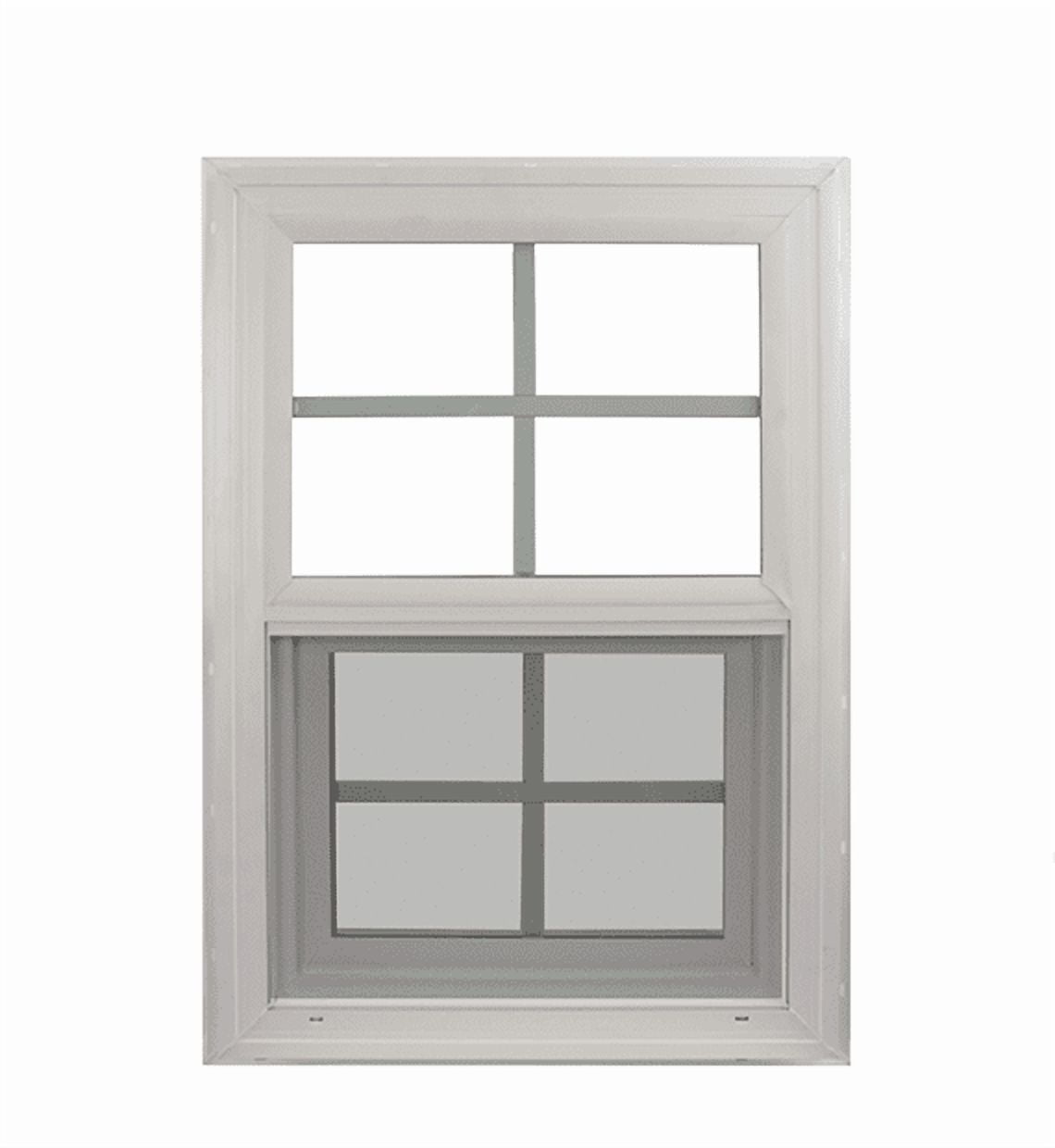 Double Pane Windows 24" x 27" White Vinyl Vertical Window with Grids ...