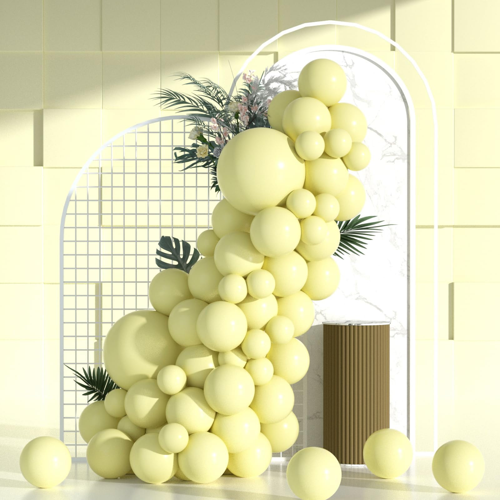 Double Pastel Yellow Balloon Arch AFN1Kit - Double Light Yellow ...