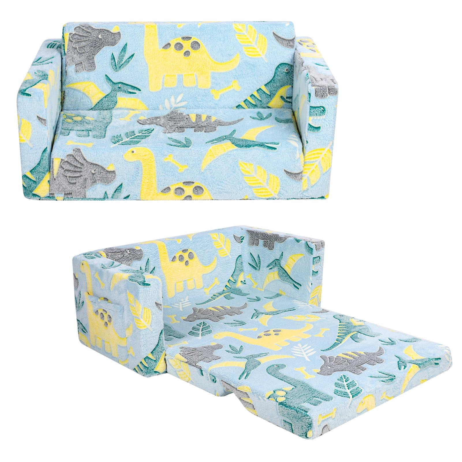 Double People Thick Comfy Toddler Chair and Couch for Kids，2-in-1 Soft ...