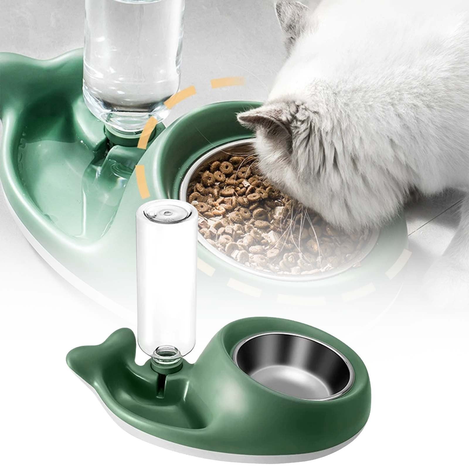 Double Pet Bowl Set with Gravity Waterer - Detachable Stainless Steel ...