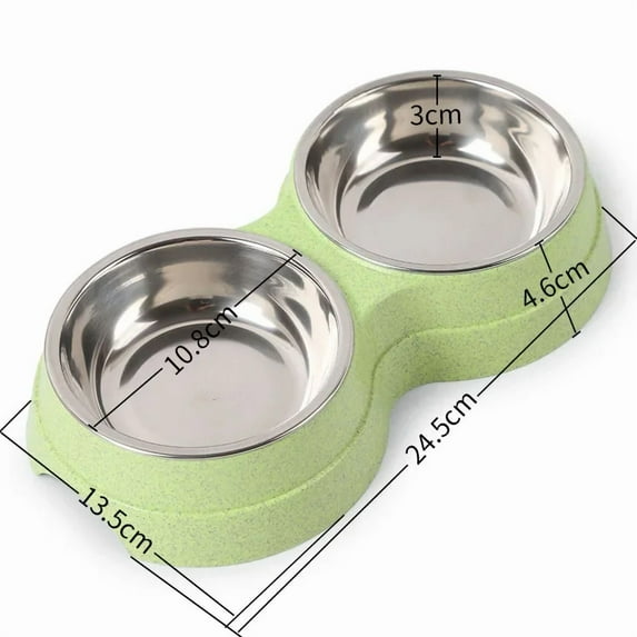 Double Pet Bowls Dog Food Water Feeder Stainless Steel Pet Drinking ...
