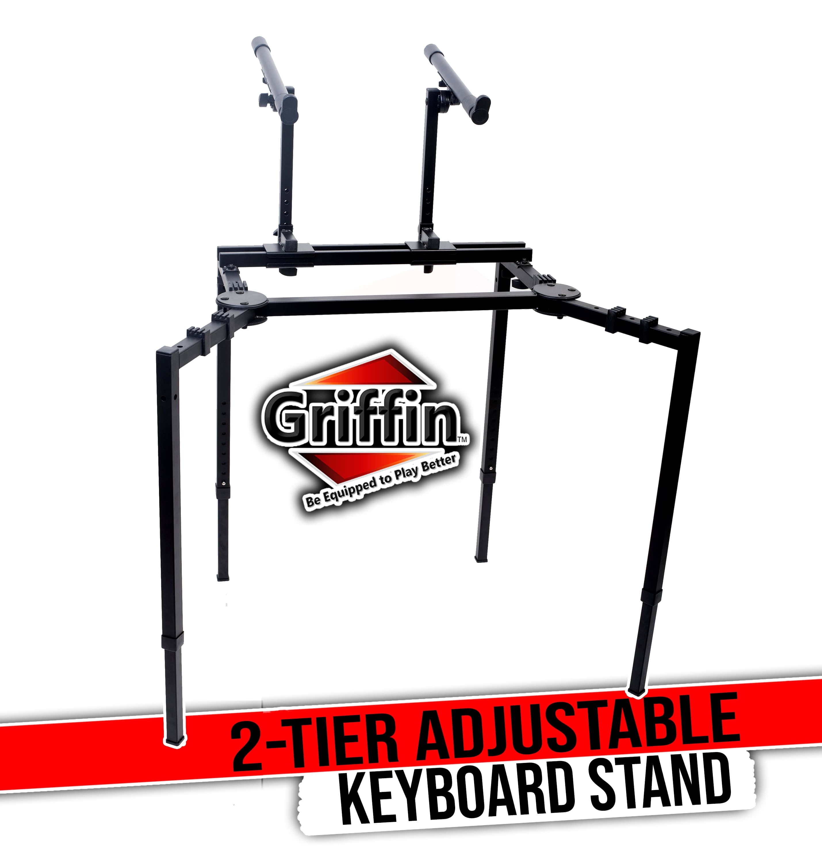 Griffin DJ Workstation - 2 Tier Keyboard Stand & Laptop Mount for ...