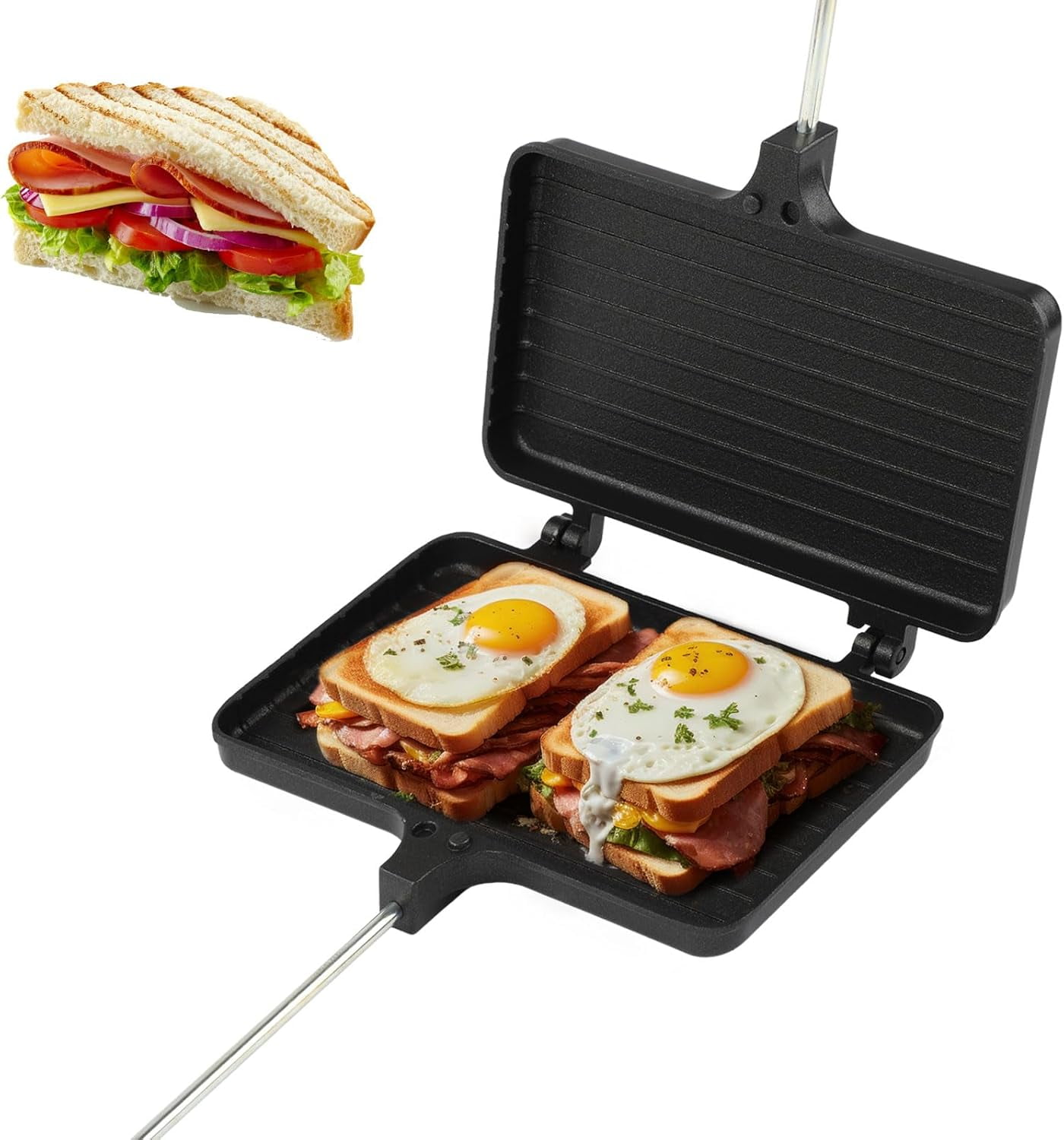 Double Pie Iron Campfire Sandwich Maker - Non-Stick Coated Insulated ...