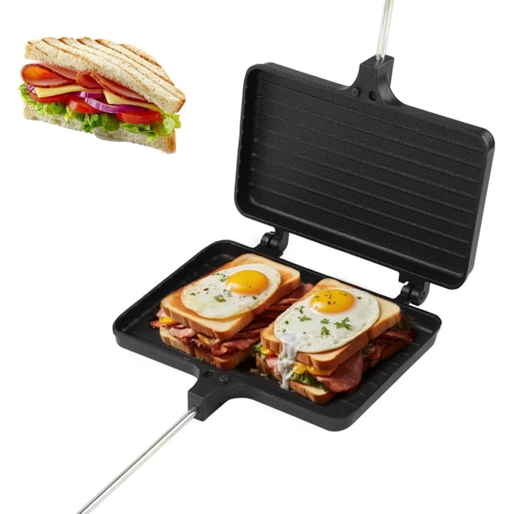 Double Pie Iron Campfire Sandwich Maker,Non Stick Coated Insulated ...
