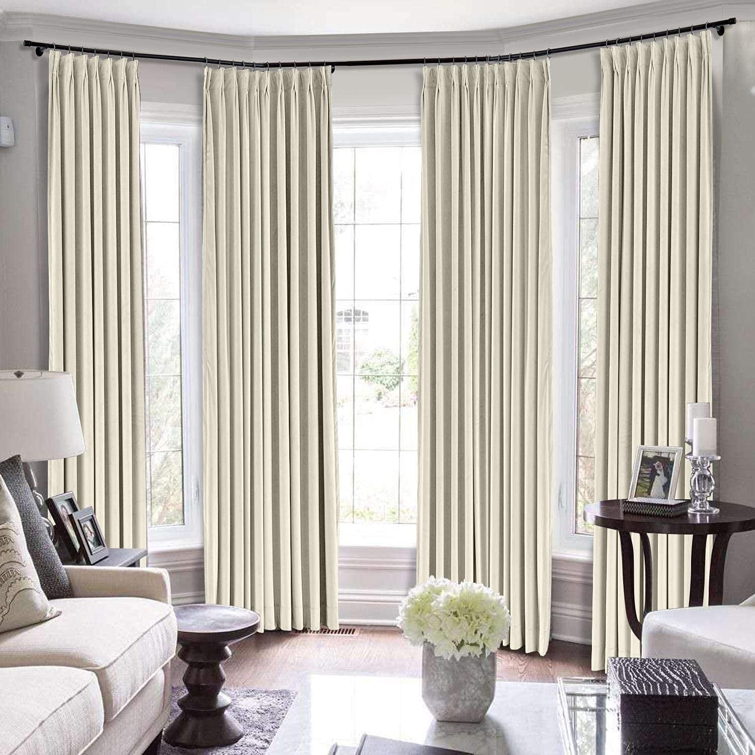 Double Pinch Pleat 100% Polyster Blackout Extra Long Curtains 2 Storey ...