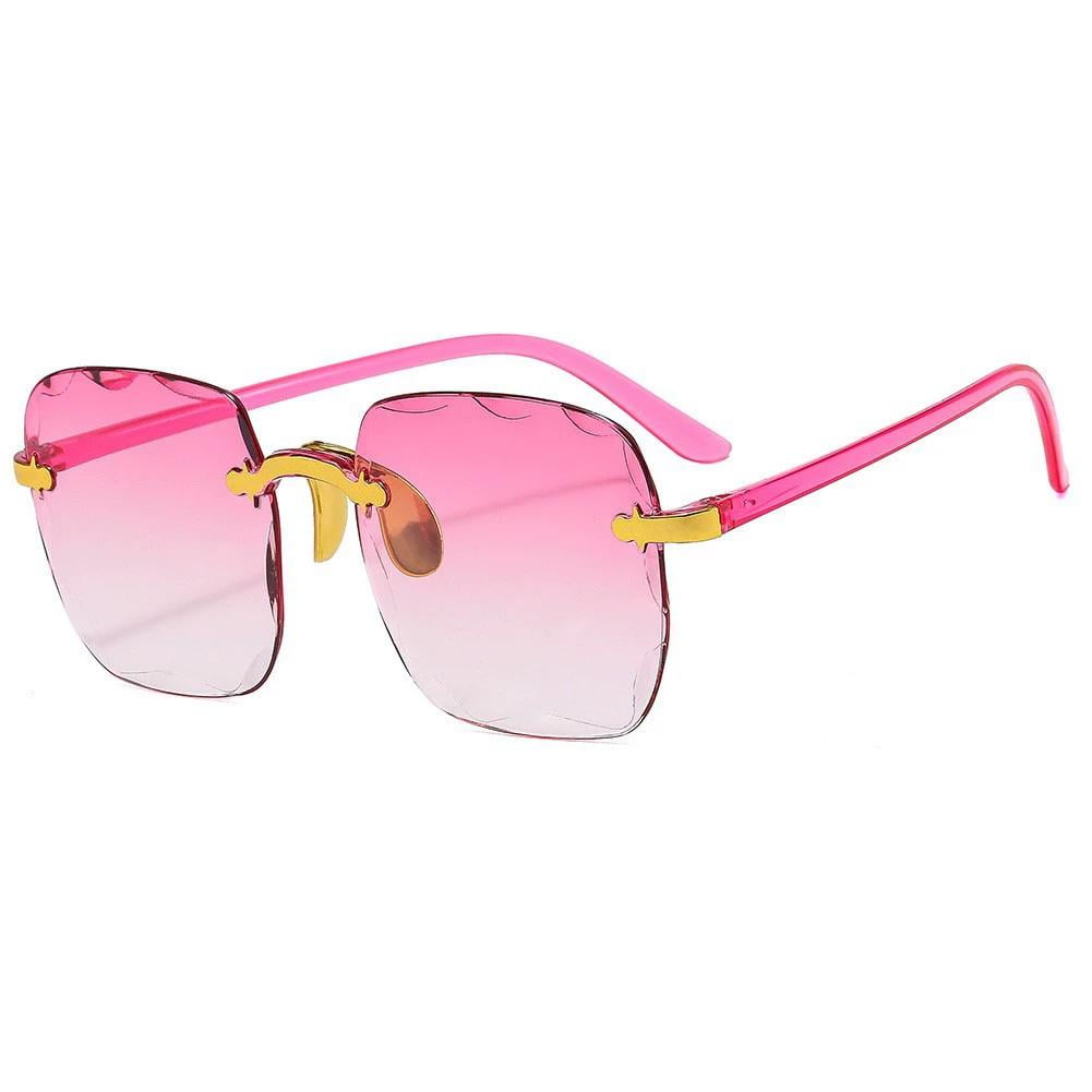 Double Pink Frameless Square Sunglasses Fashion Trend Cut Edge ...